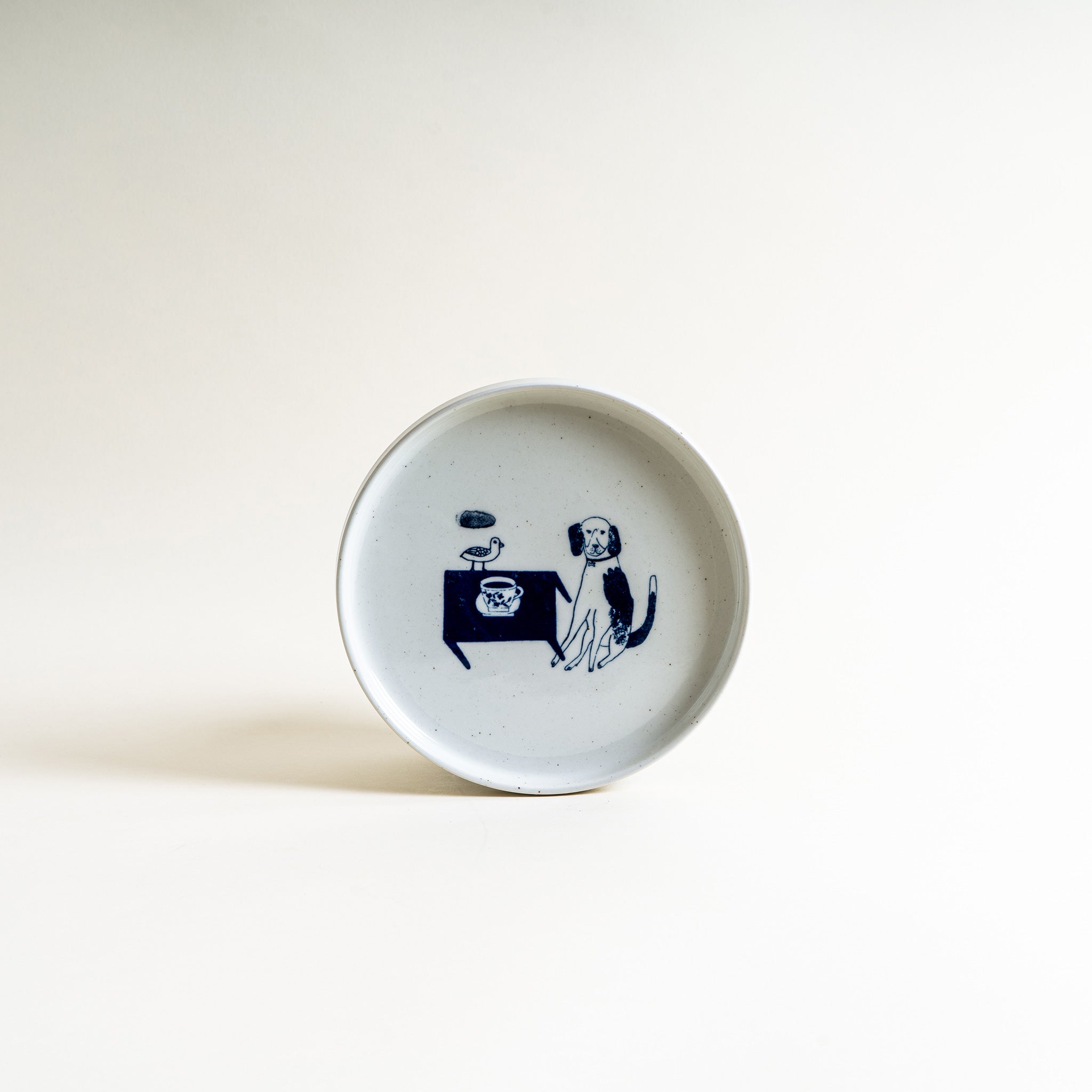 Yeogi-Damki Hand-Painted Plate - Dog & Tea | Korean Folk Art-inspired Tableware – mogutable